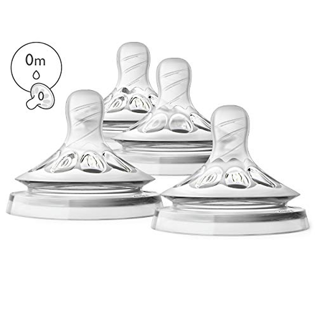 Philips Avent Natural Baby Bottle First Flow Nipple, 0M+, 4pack, Flow 0, SCF657/43