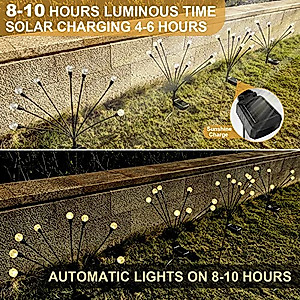 Solar Garden Lights, 4 Pack 8LED New Upgraded Solar Firefly Glass Ball Swaying Lights Outdoor Waterproof, 2 Modes Solar Outdoor Lights Garden Decorative Light Yard Patio Pathway Decoration, Warm White