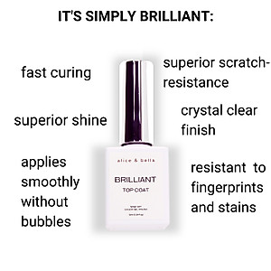 Alice & Bella - UV Nail Lamp +Top Coat Bundle For Any Gel Nail Product Application: Semi Cured Strips, Wraps, Art Stickers, Base Rubber Gel, Natural & Acrylic Nails - Ideal for Home DIY and Nail Salon