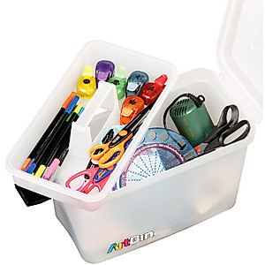 ArtBin 8408AB Sidekick Carrying Case, Portable Art & Craft Organizer with Handle, [1] Plastic Storage Case, Translucent