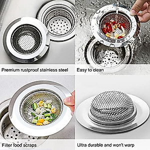 4 Pcs Kitchen Sink Strainer, SZUAH Stainless Steel Drain Filter Strainer with Large Wide Rim 4.5" Diameter Perfect for Most Kitchen Sinks