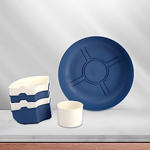 ZENFUN 2 Pack Plastic Candy and Nut Serving Container with Lid, 11.5 Inch Divided 5 Compartment Snack Bowls Serving Tray, Multifunctional Party Appetizer Tray for Dried Fruits, Food Storage