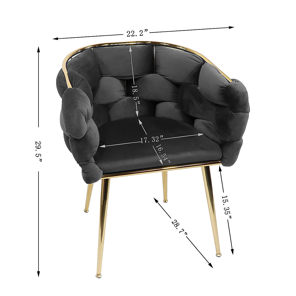 INMOZATA Velvet Chair Modern Dining Chair with Gold Legs, Upholstered Accent Chairs for Dining Room, Kitchen, Vanity, Living Room,Black