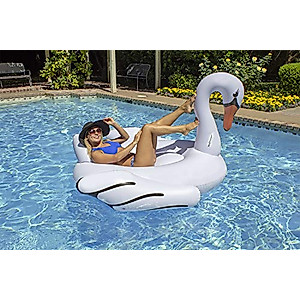 Poolmaster Jumbo Swimming Pool Float Rider, Swan, White Extra Large