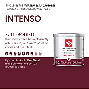 illy Coffee iperEspresso Capsules - Single-Serve Coffee Capsules & Pods - Single Origin Coffee Pods – Intenso Dark Roast with Notes of Cocoa & Fruit - For iperEspresso Capsule Machines – 21 Count