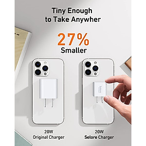 SELORE USB C Charger Block, [2 Pack] iPhone Fast Charger Block 20W PD 3.0 Type C Charging Block Compatible for iPhone 15/15 Pro/15 Pro Max/14/14 Pro/14 Pro Max/14 Plus/13