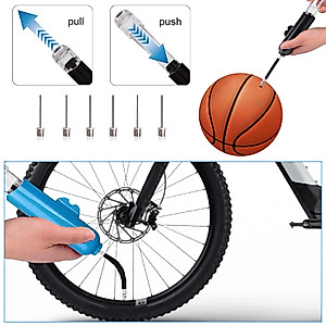2PCS Ball Pumps with 5pcs Needles, Haploon Air Pump for Balls Portable Two-Way Quicker-Fill Hand Air Pump for Inflatables Soccer Basketball Volleyball Football Yoga Sport Balls Pool Floats Bike Tire