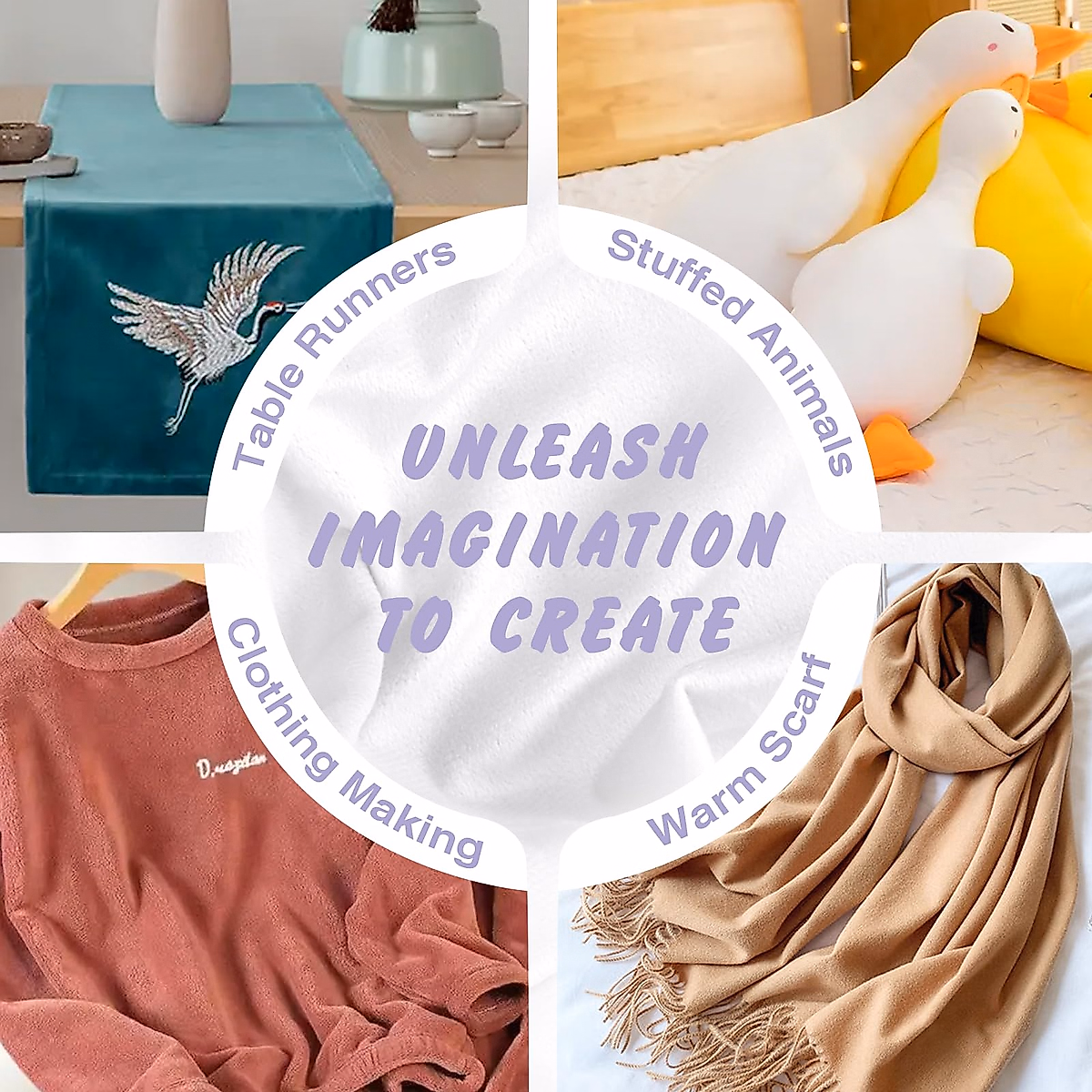 Entisn Minky Fabric by The Yard, 1 Yard x 60 Inch Wide Pre-Cut Minky Fleece Fabric White Cuddle Minky Fabric, Soft Plush Fabric Solid Minky for Blanket, Pillow Cover, Scarf, Sewing