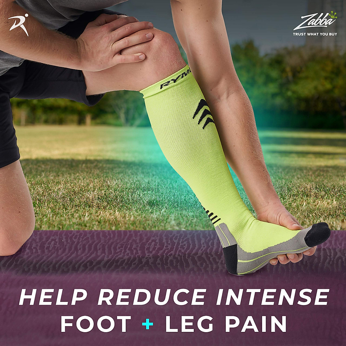 Rymora Compression Socks for Women and Men, Knee High Shin Splint Support Circulation Sock for Sports, Running, Cycling, Work, Pregnancy, Flight Travel - a Pair (Black, Large)