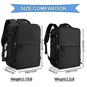 coowoz Black Travel Backpack For Women Men Airline Approved,Carry On Backpack,Large Hiking Backpack Waterproof Outdoor Sports Rucksack Casual Daypack Fit 15.6 Inch Laptop Backpack College Backpack