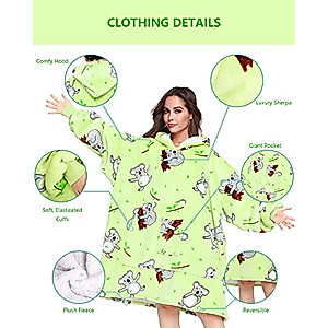 Blanket Hoodie Women Oversized,Soft & Warm Weighted Fluffy Sherpa Fleece Wearable Adult Blanket Hooded Gift with Sleeves