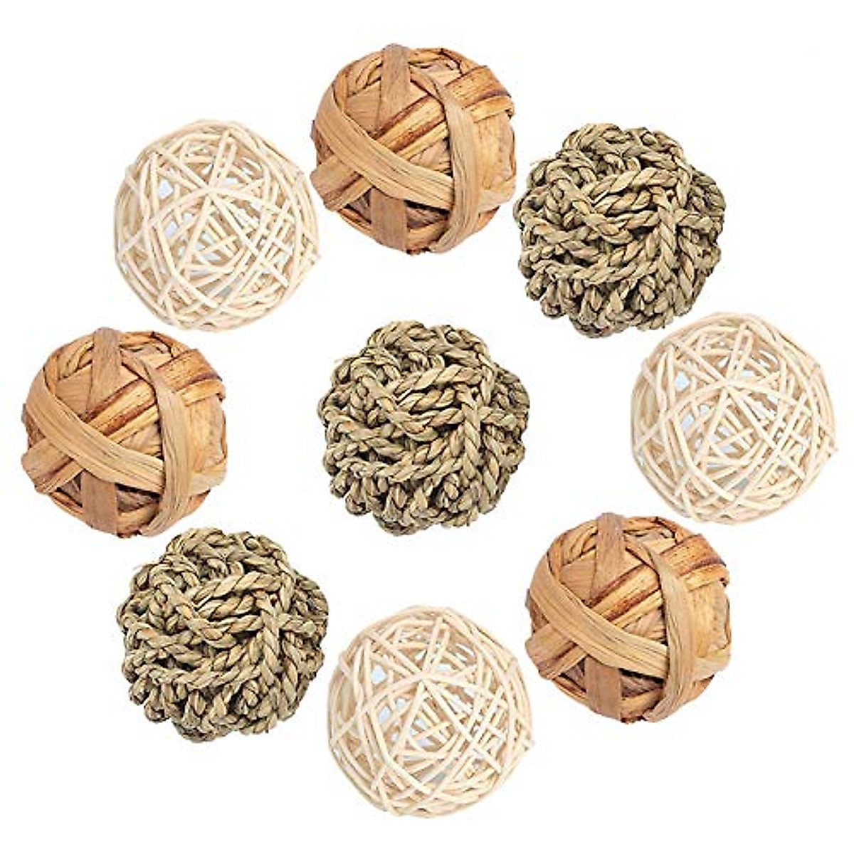 VCZONE Bunny Chew Toys, Rabbit Pet Tooth Chew Toys Organic Natural Apple Wood Grass Cake Ideal for Bunny, Chinchilla, Guinea Pigs, Hamsters Teeth Grinding (9 Pack)