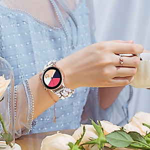 VISOOM Beaded Boho Bracelet Compatible for Samsung Galaxy Watch 7/6/5/4 40/44mm Bands/Active 2 Watch 4 Classic 42mm Band Women, 20mm Handmade Cute Elastic Crystal Beads Bracelet for Galaxy Watch 5 pro