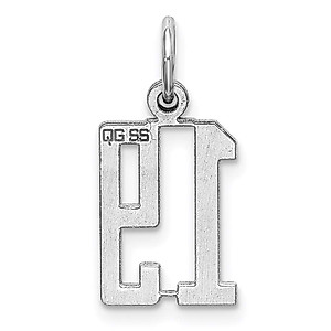 Sterling Silver/Rhodium-plated Elongated Number 19 Charm QQES19