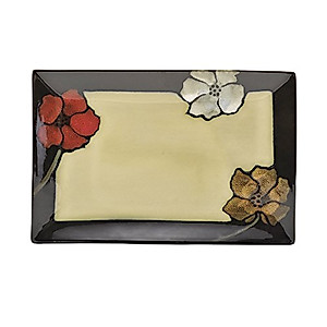 Pfaltzgraff Painted Poppies Rectangular Serving Platter, 14-Inch-by-9-Inch