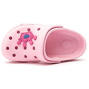 HOBIBEAR Girls Classic Graphic Toddler Garden Clogs Slip on Water Shoes (Pink-Size 1.5-2 Infant)