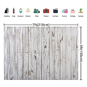 WOLADA 7x5FT Vintage Wood Backdrop Retro Rustic White Gray Wooden Floor Backdrops for Photography Kids Adult Photo Booth Video Shoot Vinyl Studio Prop 11890