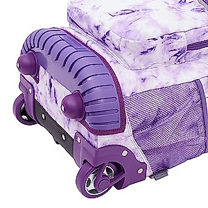 Travelers Club Rolling Backpack with Shoulder Straps, Purple Tye, 18-Inch