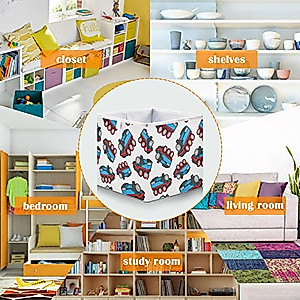 Cute Train Vector Storage Basket Storage Bin Rectangular Collapsible Toy Boxs Large Toy Box Organizer for Kids Room Bedroom