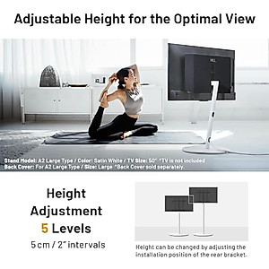 WALL A2 High Type | Japanese Rolling Portable Free-Standing 24-55 Inch Universal TV Stand with Concealed Caster Wheels | Satin White