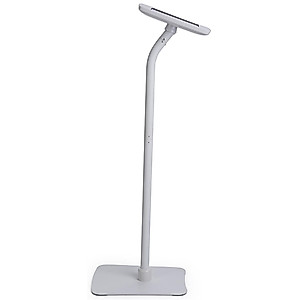 Displays2go White Retail Stand for iPad, Steel & ABS Plastic, Rotating & Tilting, Covered Home Button – White (TABFLWH)