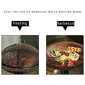 LEAYAN Garden Fire Pit Grill Bowl Grill Barbecue Rack - Portable 22" Quick Set Up Weather Resistant Easy to Clean Firepit w/Grate with Cover BBQ Cooking for Camping Backyard