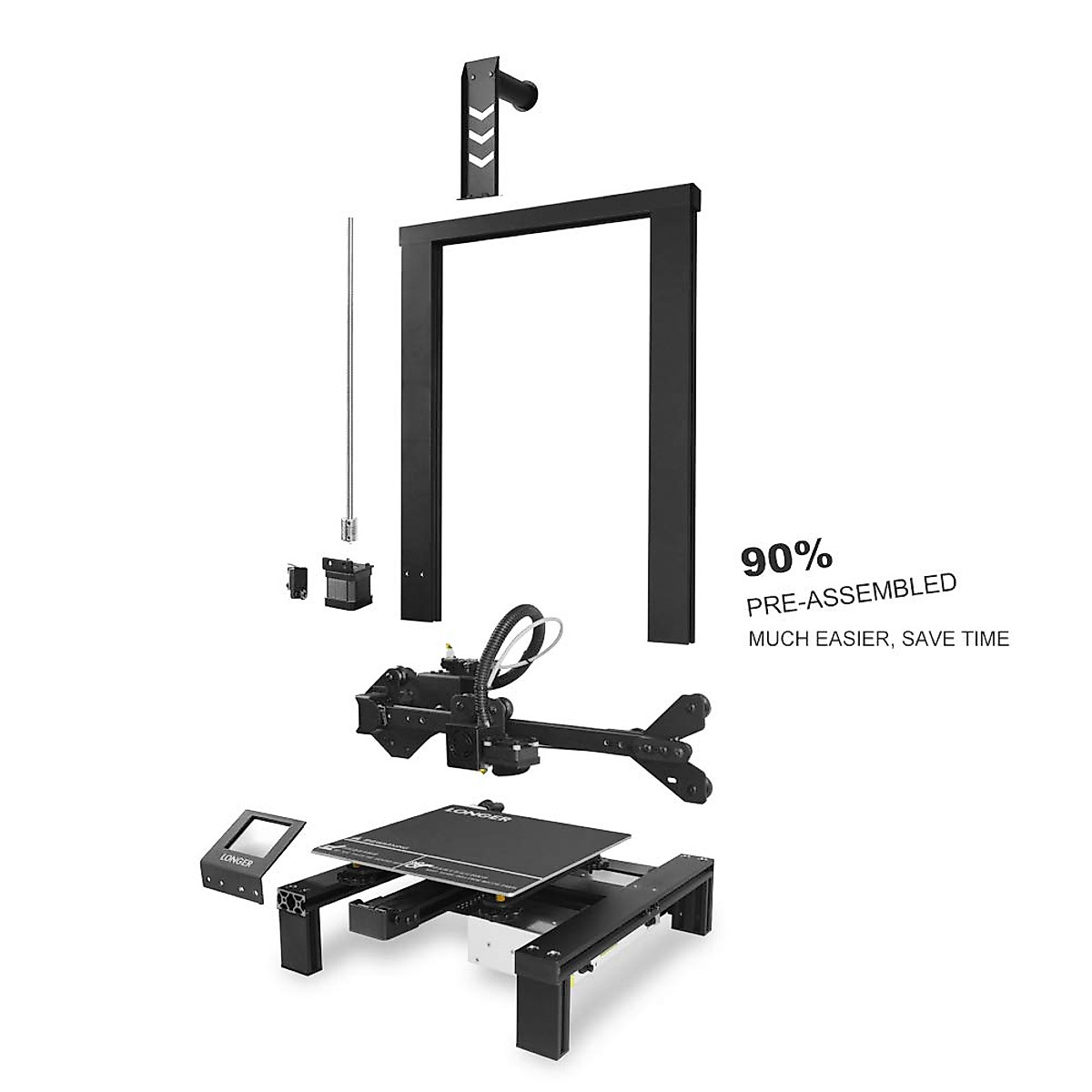 LONGER LK4 3D Printer 90% Pre-Assembled with 2.8" Full Color Touch Screen, Resume Printing, Filament Detector, Built-in Safety Power Supply 220x220x250mm