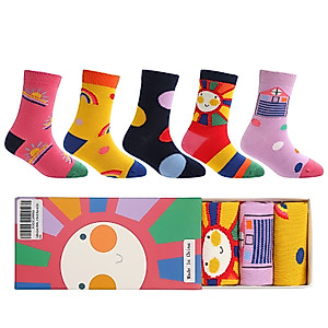 HUMAN FEELINGS Girls Socks,Athletic Socks for Girl 4-12 Years,Pack of 5 Pairs Dress socks…