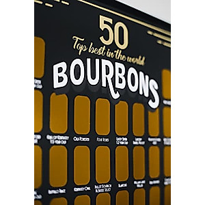 The Bourbon Bucket List 50 Best Bourbons Scratch Off Poster - Gift For Whiskey Lover, Bar, Game Room or Man Cave - Bourbon poster - Men poster - Bourbon gifts - Whiskey gift, 13,3*1,9*1,9