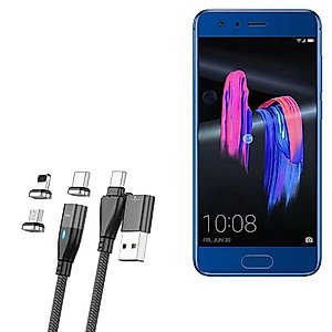 BoxWave Cable Compatible with Honor 9 - MagnetoSnap PD AllCharge Cable (100W), Magnet PD 100W Charging Cable USB Type-C Micro USB for Honor 9 - Jet Black