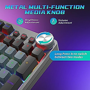 Mechanical Gaming Keyboard, RGB Backlit 104 Keys Full Size Keyboard with Multimedia Knob, Double Shot Keycaps, Full Anti-Ghosting, Blue Switch Wired Computer Keyboard for Windows PC Mac Xbox Gamer