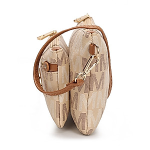 MKF Crossbody Bag for Women, Wristlet Strap – PU Leather Shoulder Handbag – Small Pocketbook Messenger Purse Red