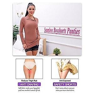 RILIAM 2 Pack Women Lace Slip Shorts for Under Dresses Smooth Seamless Anti-Chafing Underwear Spanks Thigh Slimmer(Black+Nude,X-Large)