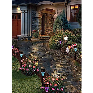 AMZSTAR Solar Mosaic Garden Lights, Mosaic Landscape Lights Solar Garden Decoration Stake Lights with 3 Color for Pathway,Garden,Patio,Yard,Home,Parties,Pack of 6