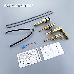 Widespread Bathroom Faucet Black Two Handle Bathroom Faucets for Sink 3 Hole Modern Bathroom Sink Faucet with Supply Hose Bathroom Vanity Faucet Rv Lavatory Vessel Faucet CWF029-BG