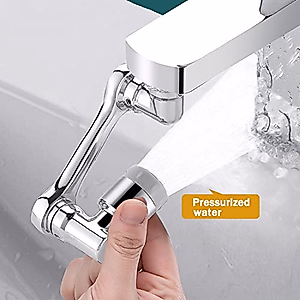 umogy Faucet Extender, Large Angle Rotating Splash Faucet Aerator, Universal 1080 Swivel Robotic Arm Swivel Extension Faucet Aerator, Faucet Extender for Sink with 2 Water Outlet Modes (2pcs)