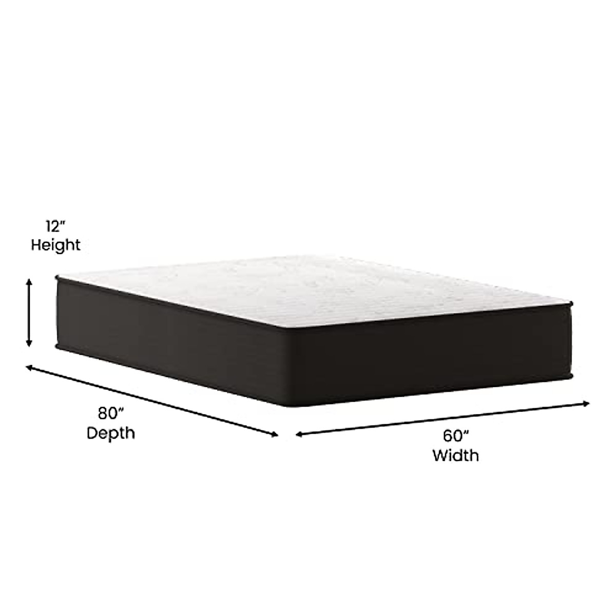 BizChair 12 Inch Hybrid Mattress, Queen Size High Density Foam and Pocket Spring Mattress in a Box, CertiPur-US Certified Foam