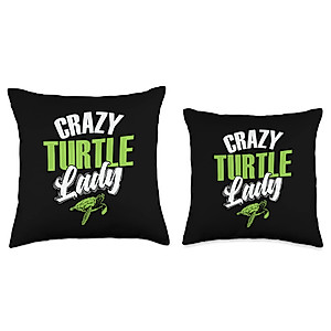 Turtle reptile carapace old Sauropsida Testudines Crazy Turtle Lady Throw Pillow, 18x18, Multicolor