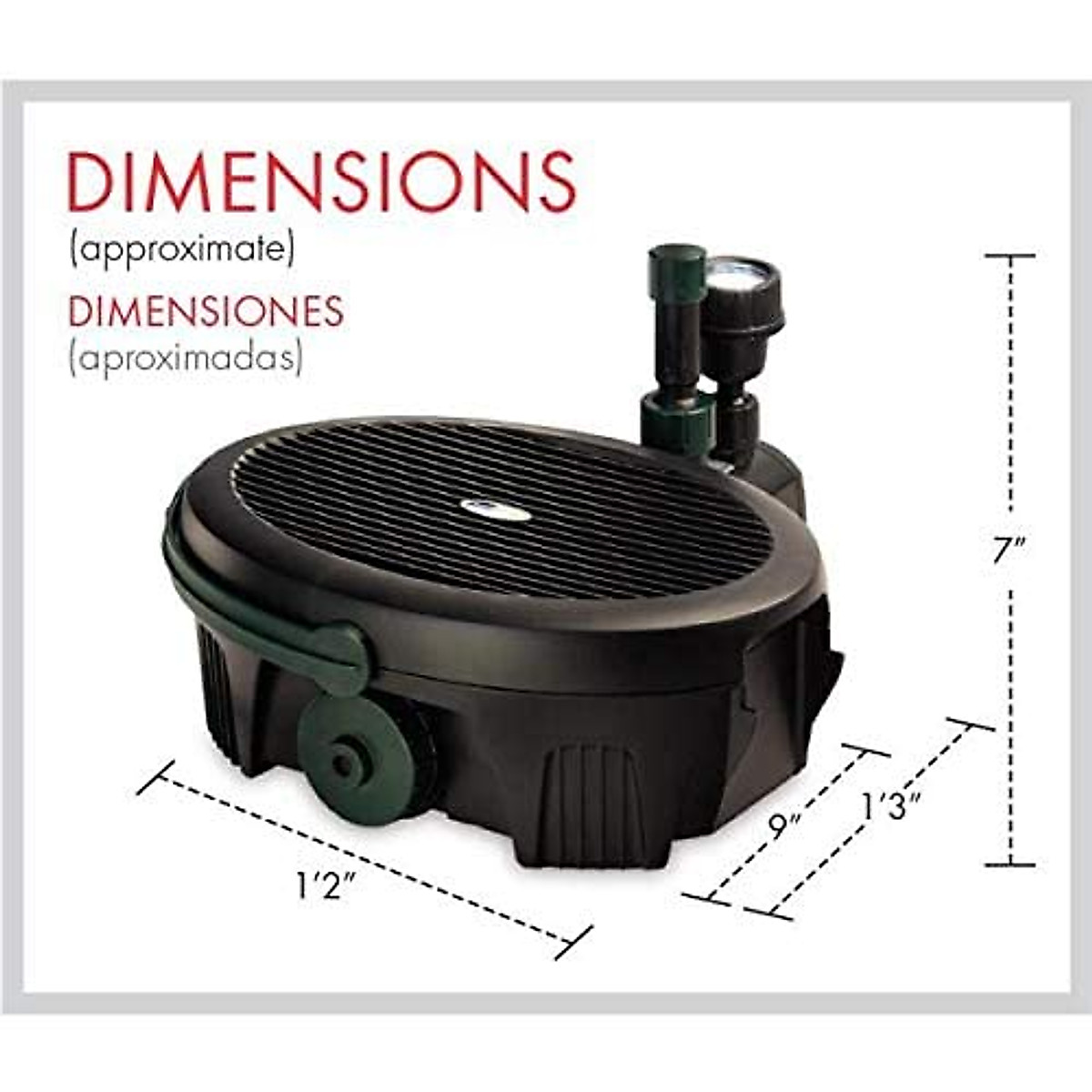 Pennington Aquagarden, Inpond 5 in 1 Pond & Water Pump, Filter, UV Clarifier, LED Spotlight and Fountain, All in One solution for a Clean, Clear, and Beautiful pond, for Ponds up to 300 Gallons