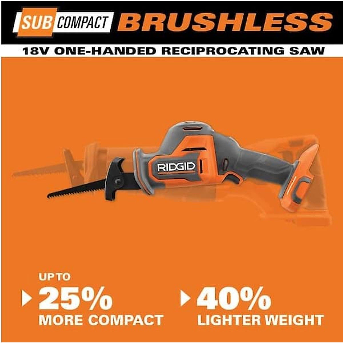 RIDGID 18V SubCompact Brushless Cordless One-Handed Reciprocating Saw (Tool Only)