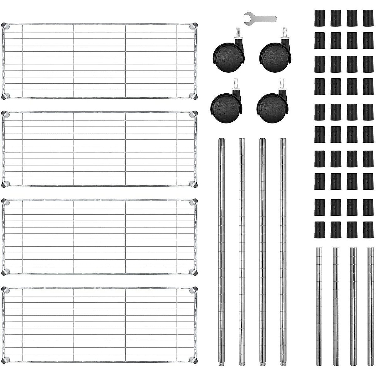 Miibox 4-Tier Heavy Duty Storage Shelving Unit 1000Lb Capacity,Chrome,36Lx14Wx55.91H inch
