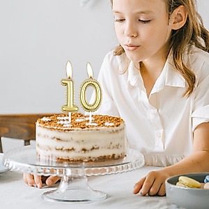 ZHIHUI Gold Number Birthday Candles Decorations, Gold Number 2 Candles Cake Topper, Balloon Shaped Golden Digital Candle Candles for Birthday Party Wedding Anniversary Celebration Supplies