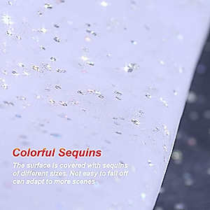 SHAYUAN 54" by 10 Yards Glitter Tulle Fabric Rolls for Wedding Birthday Party Baby Shower Decoration Tutu Tulle Bolt Ribbons DIY Sewing Crafts - White