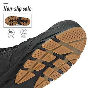 Liuliuroupp Men's snow boots warm waterproof non-slip shoes winter hiking boots high top comfortable hiking shoes backpack outdoor sports shoes(Bla/-ck)