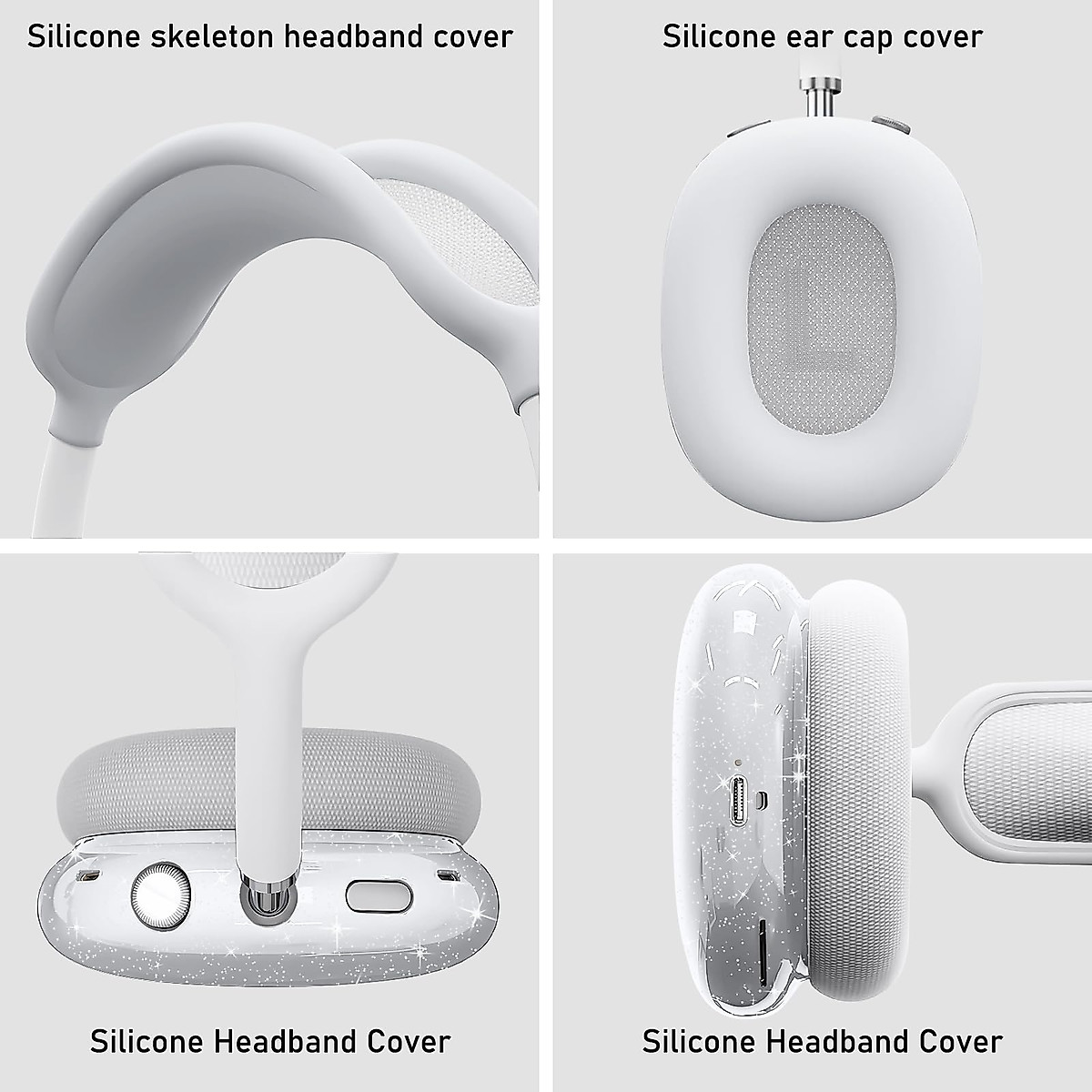 Aiaabq for AirPods Max case Cover,Anti-Scratch Ear Pad Case Cover/Ear Cups Cover/Headband Cover for AirPods Max. Clear Soft TPU and Silicone,Skin Scratch Proof.