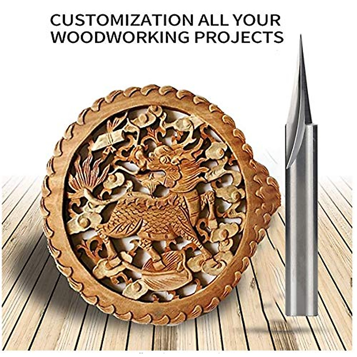 Jiiolioa V21201 20 Degree Profile Bit V Groove Engraving Router Bit 1/4" Shank 1/4"X2"