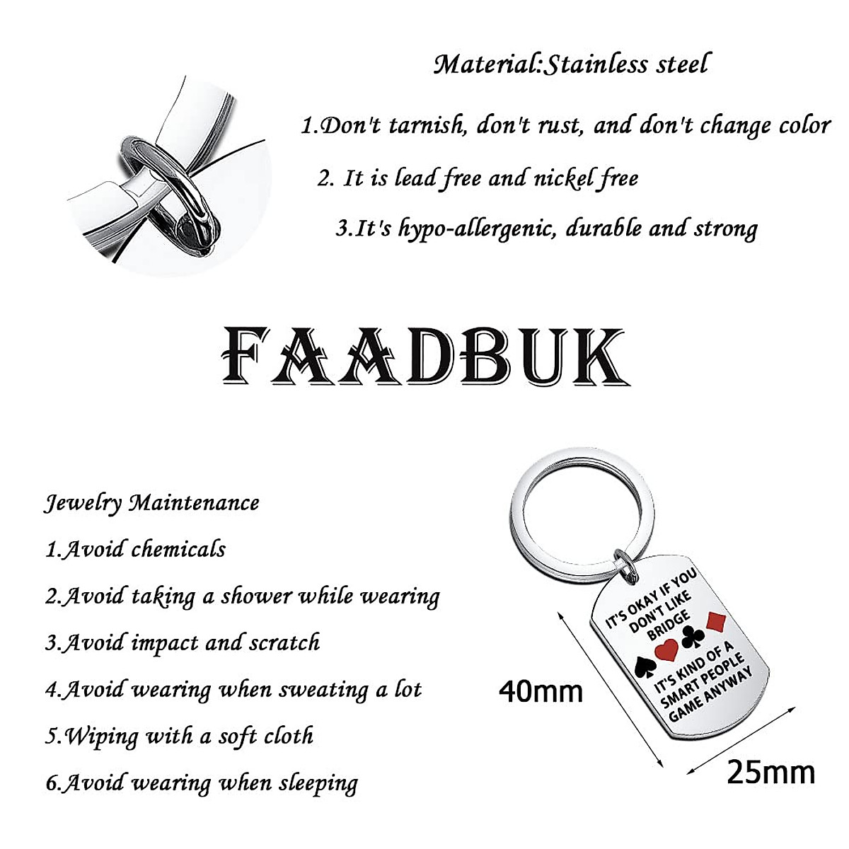 FAADBUK Funny Bridge Gift Bridge Lover Gift Bridge Keychain for Bridge Player Bridge Themed Gift (Bridge)