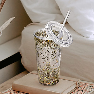 sweet grain Acrylic Tumbler with Lid and Straw 20oz Double Wall Plastic Insulated Tumblers Set of 4, Reusable Large Iced Coffee Tumbler for Snow Globe Glitter DIY