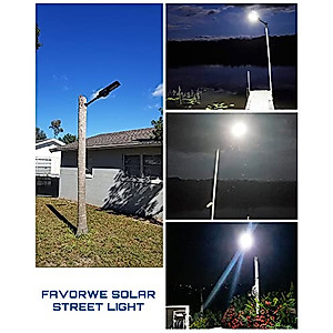 Favorwe 300W Solar Street Light, 20000 Lumens LED Street Lights Solar Powered Outdoor, Solar Parking Lot Lights with Motion Sensor and Remote Control, Waterproof Heavy Duty Die-Casting Aluminum
