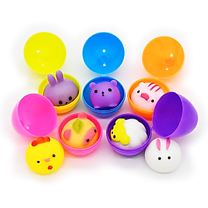 JOYIN 12 Pcs Pre-Filled Easter Eggs with Assorted Bath Toys for Kids Including Duck,Monkey,Rabbit,Animal Bath Toys Filled Eggs,Easter Eggs Hunt, Easter Basket Stuffers, Easter Eggs Fillers